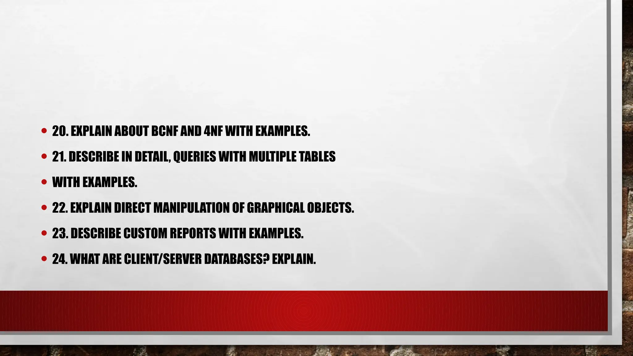 Question Pptx Relational Database Management System Pptx Databases