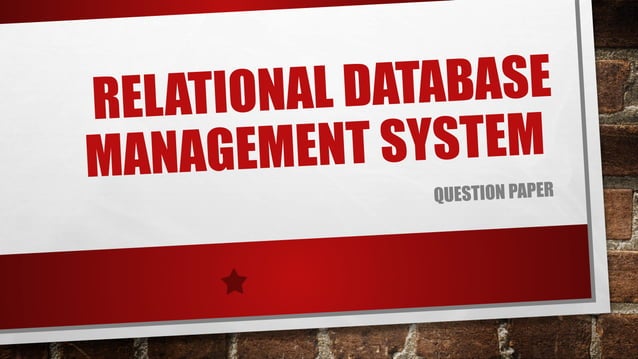 question.pptx relational database management system | PPTX | Databases | Computer Software and ...