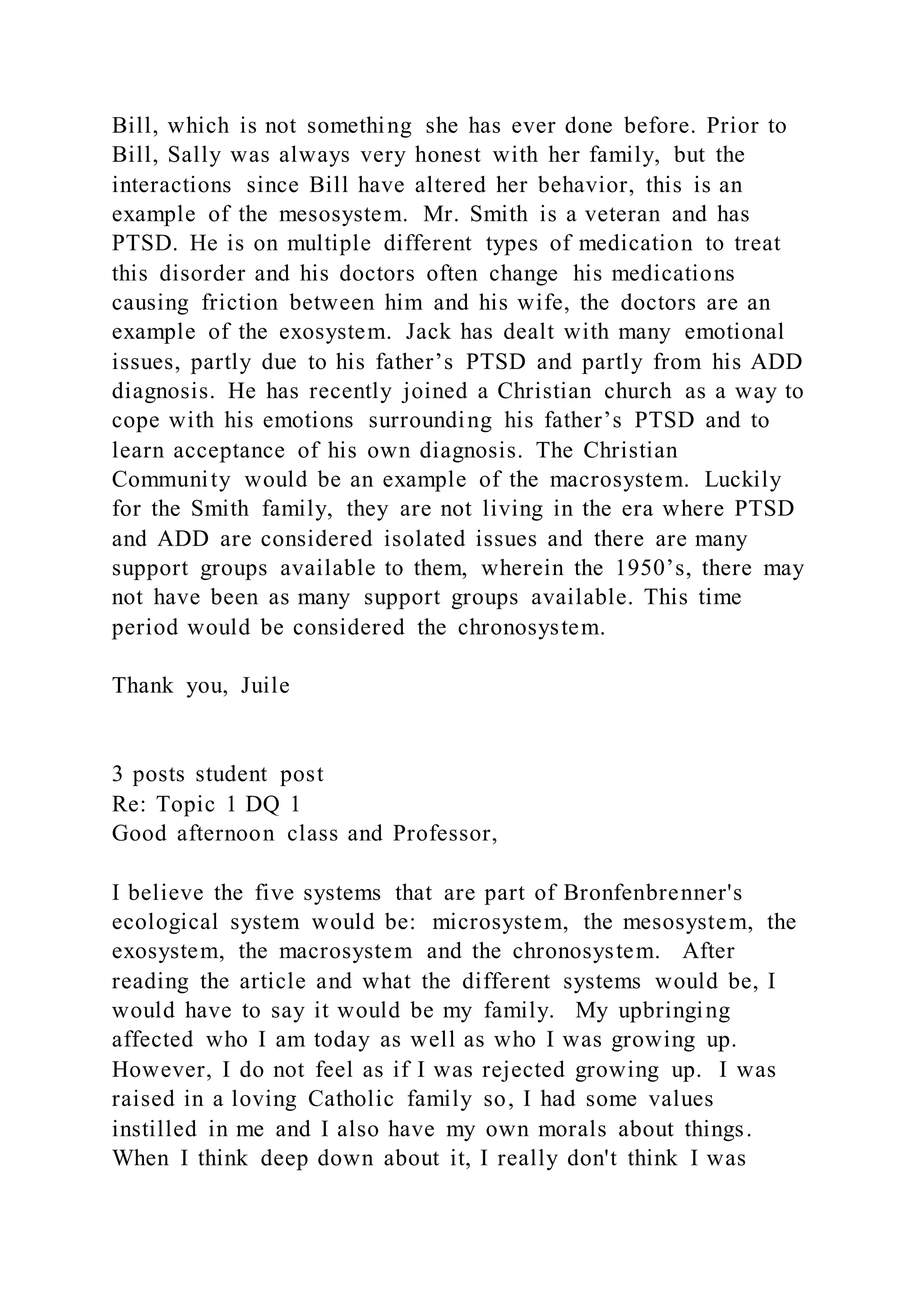 Question use bronfenbrenner’s bioecological theory to evaluate a | DOCX