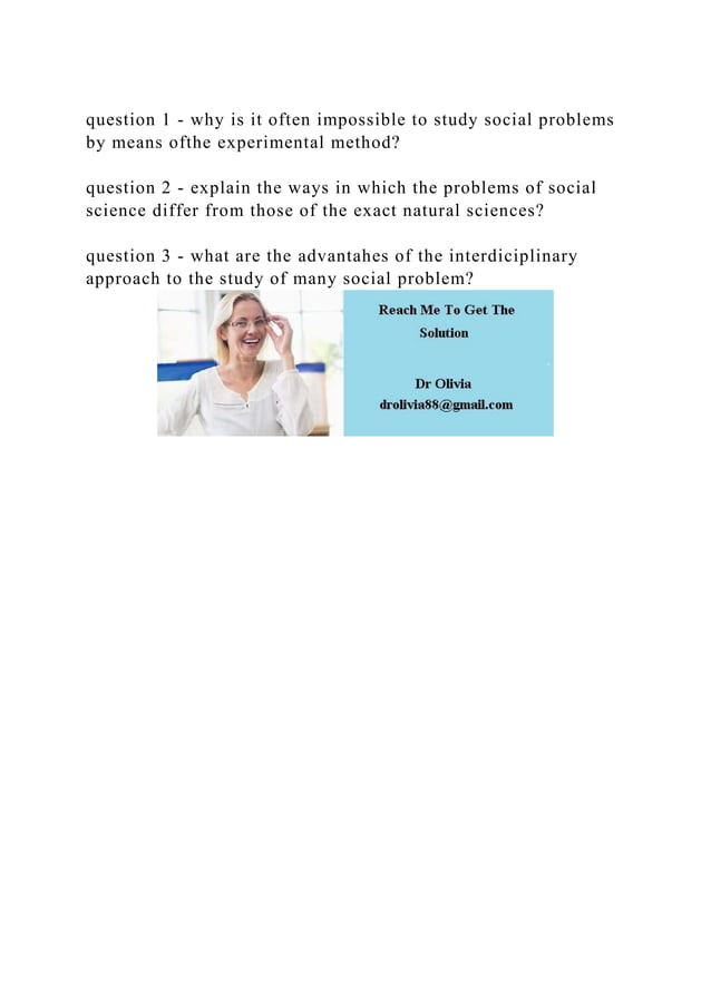 question 1 - why is it often impossible to study social problems by .docx