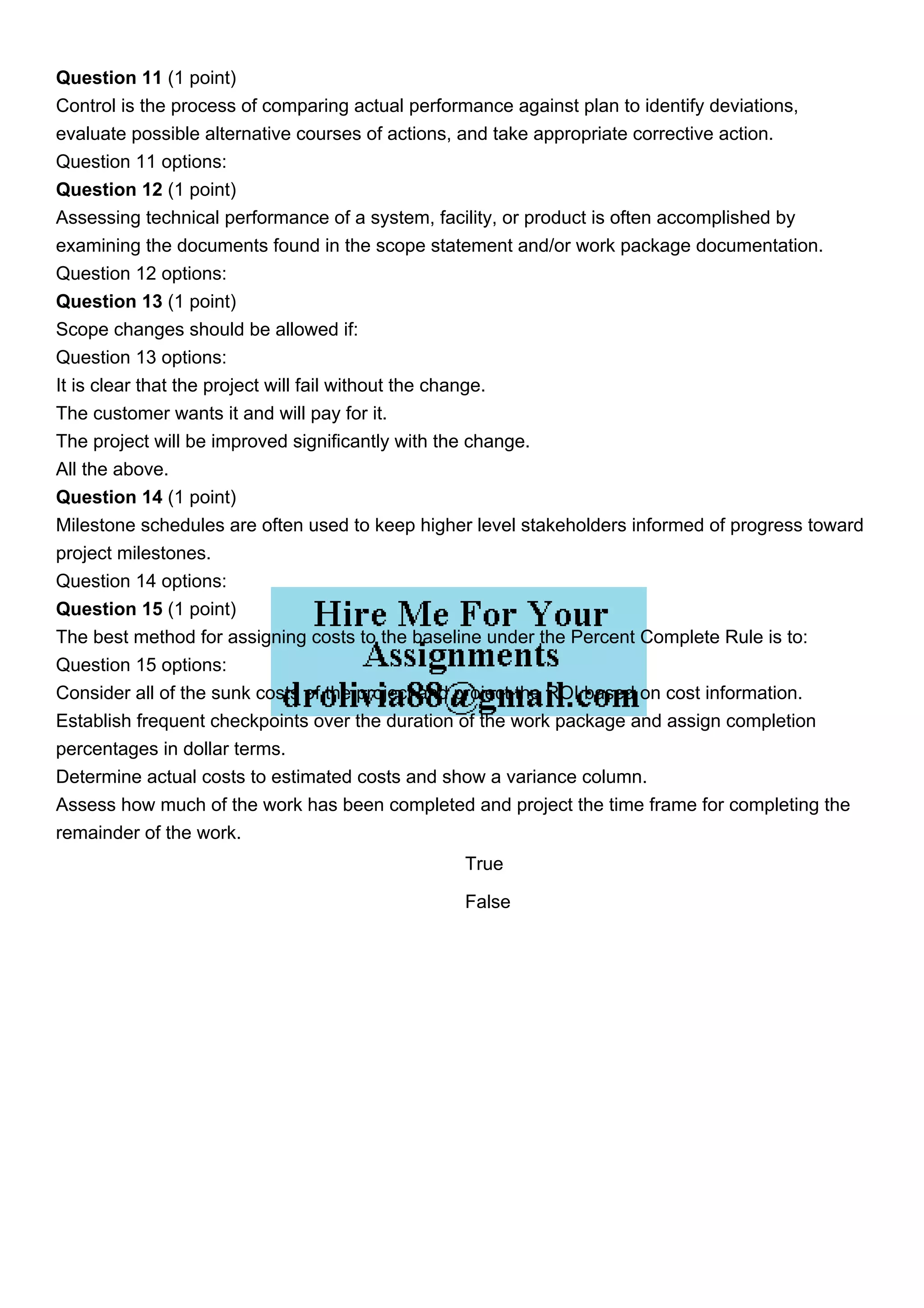 Question 11 1 point Control is the process of comparing ac.pdf