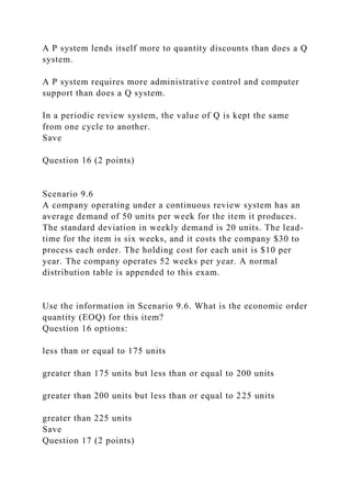 Question 1 (1 point)A continuous review system is someti.docx | Business Accounting & Finance ...