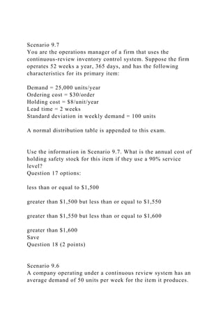 Question 1 (1 point)A continuous review system is someti.docx ...