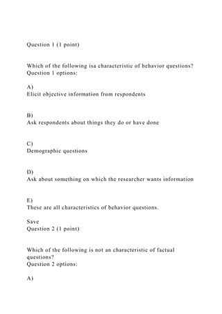 Question 1 (1 point)Which of the following isa characteristi.docx | Personal Finance