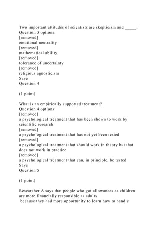 Question 1(1 point)Which of the following is NOT an empirica.docx