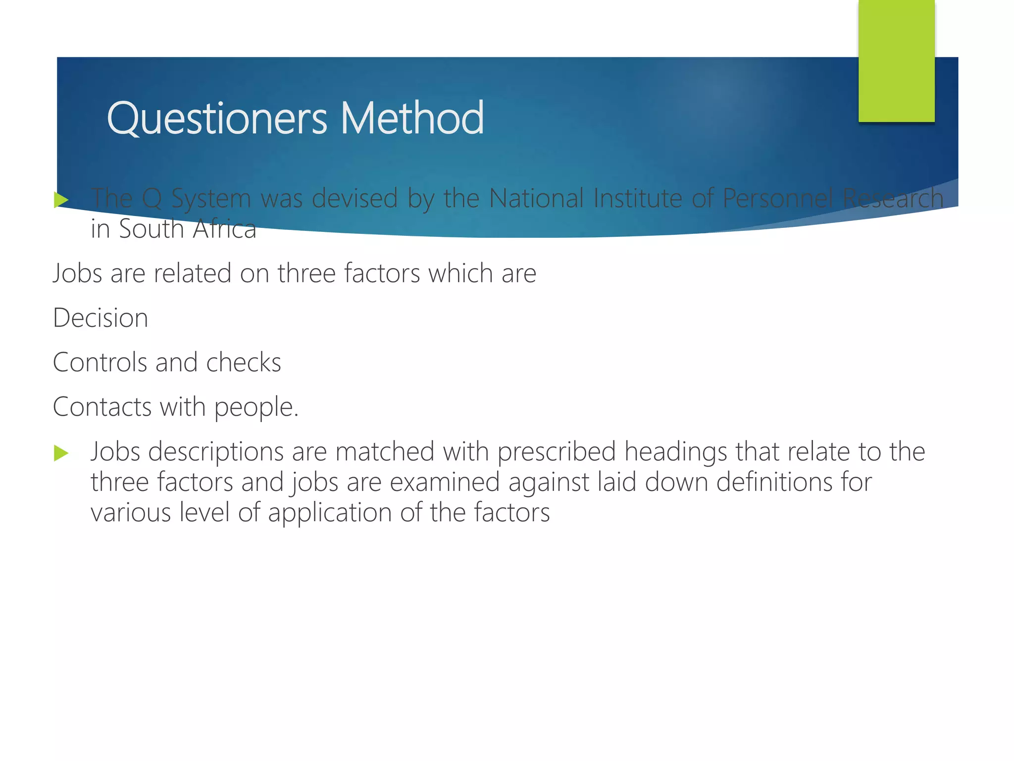 JOB EVALUATION SYSTEMS | PPTX