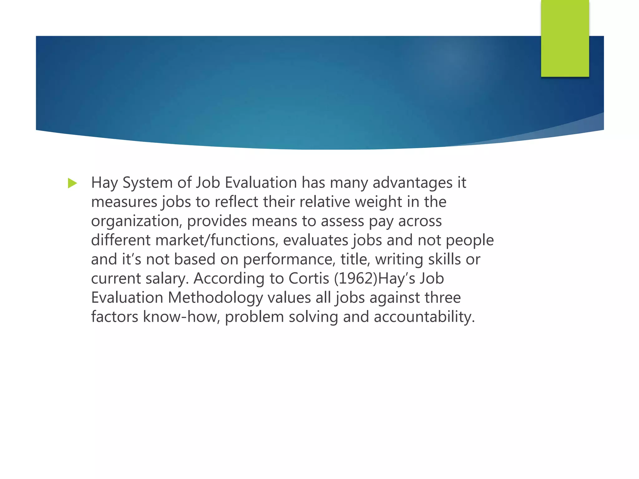 JOB EVALUATION SYSTEMS | PPTX