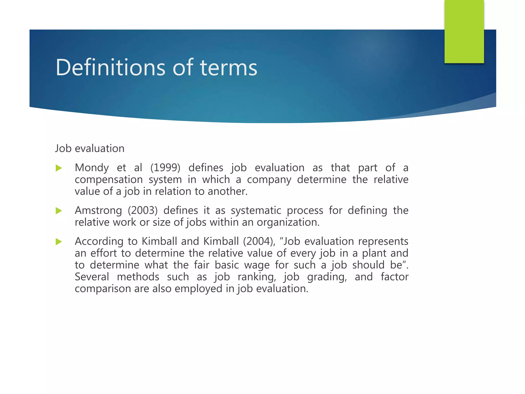 JOB EVALUATION SYSTEMS | PPTX