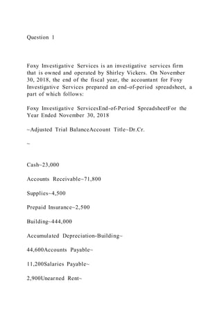 Question 1Foxy Investigative Services is an investigative se | DOCX