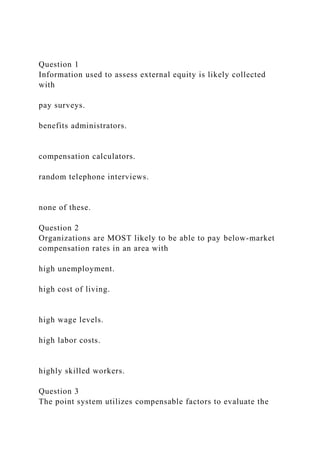 Question 1Information used to assess external equity is likely c.docx