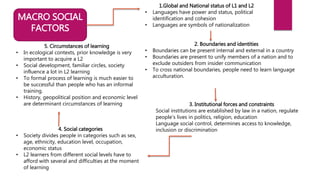 SOCIAL CONTEXTS OF SECOND LANGUAGE ACQUISITION | PPTX