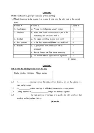 Question 1 life skills mondlane | DOCX | Marriage and Civil Unions ...