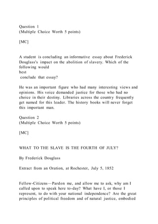 Question 1(Multiple Choice Worth 5 points)[MC]A student | PDF