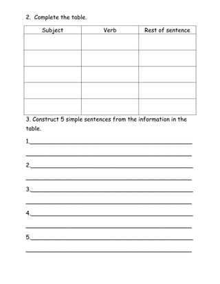 Question 1(sentence construction) | DOCX