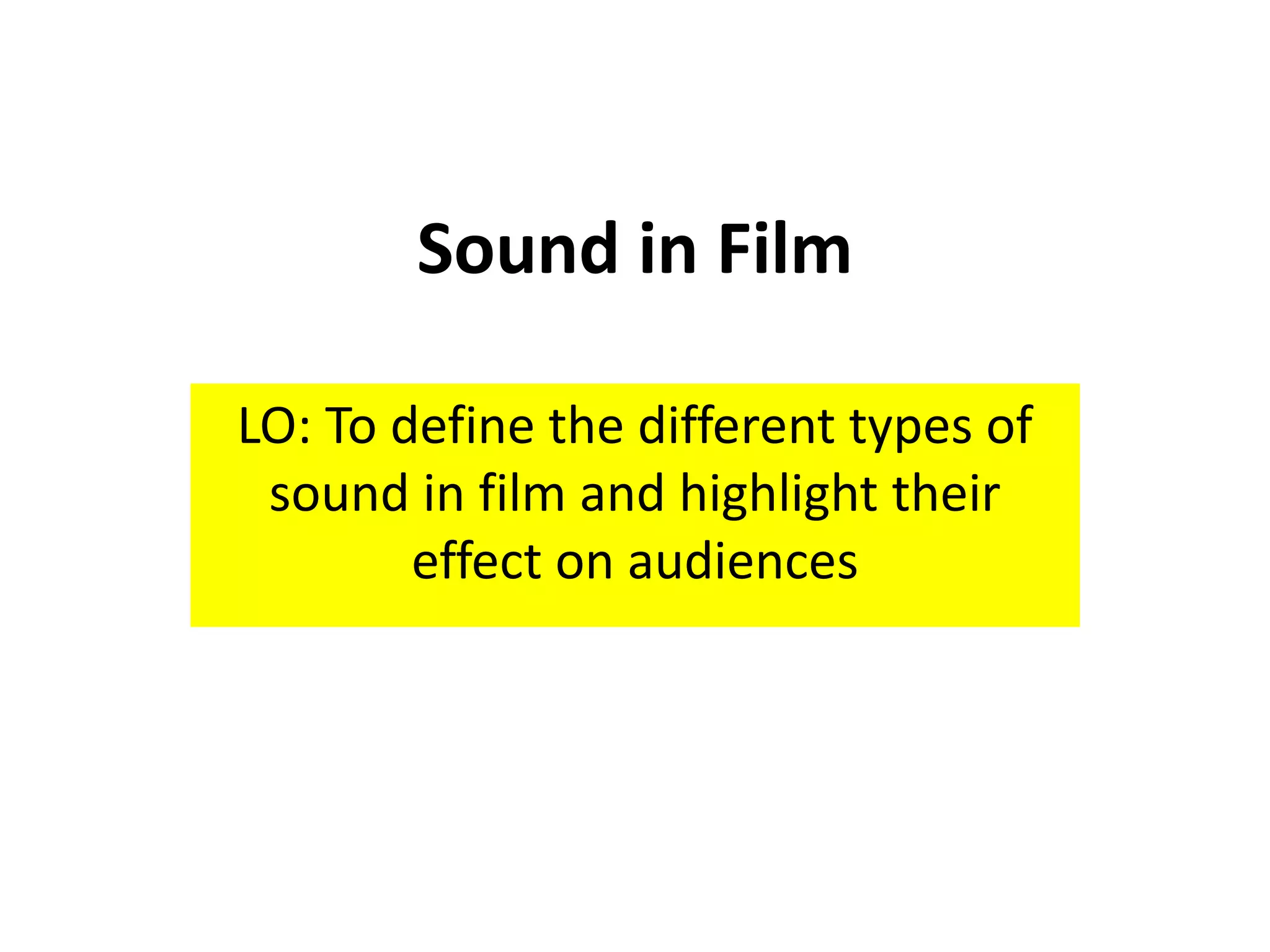 Sound in Film | PPT