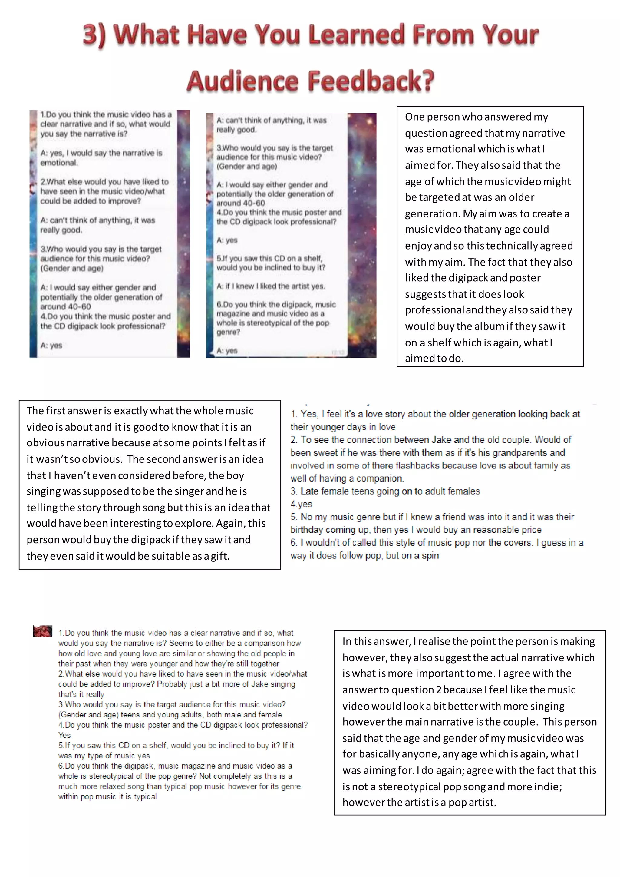 3) What Have You Learned From Your Audience Feedback? | DOCX