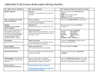Language Paper 1 Q5 Checklist & Tasks | PDF