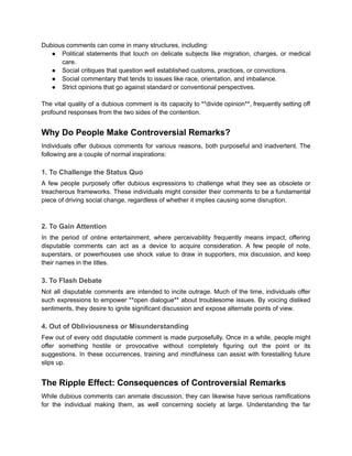 Questionable Comments_ Figuring out Their Effect and Exploring the ...