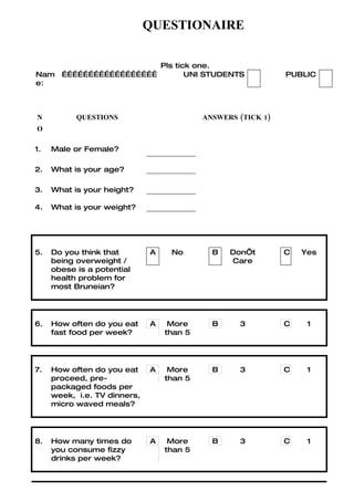 Questionaire | PDF