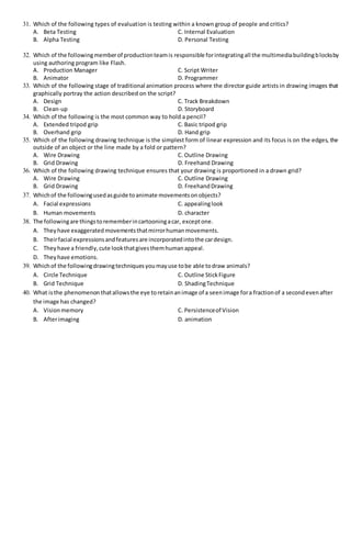 Questionaire animation 1st | PDF