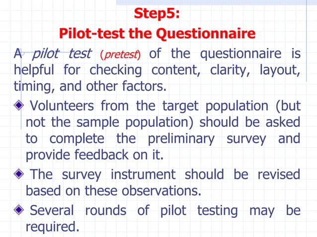 Questionnaires 6 steps for research method. | PPT