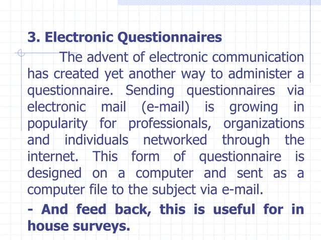 Questionnaires 6 steps for research method. | PPT