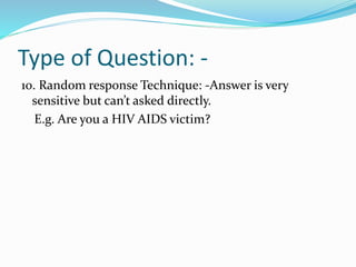 Question and questionnaire design | PPTX