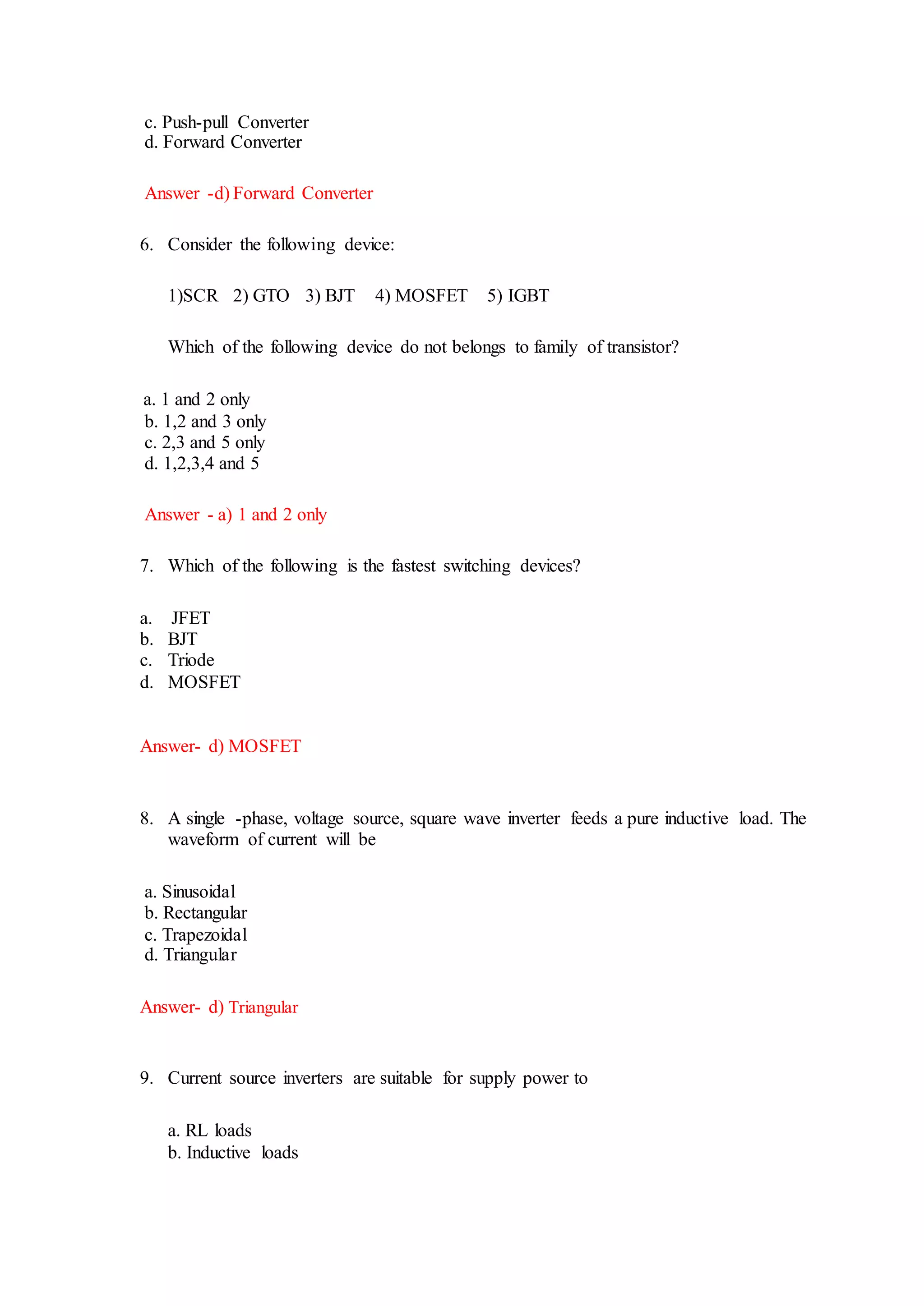power electronics question paper | DOCX | Consumer Electronics | Technology & Computing