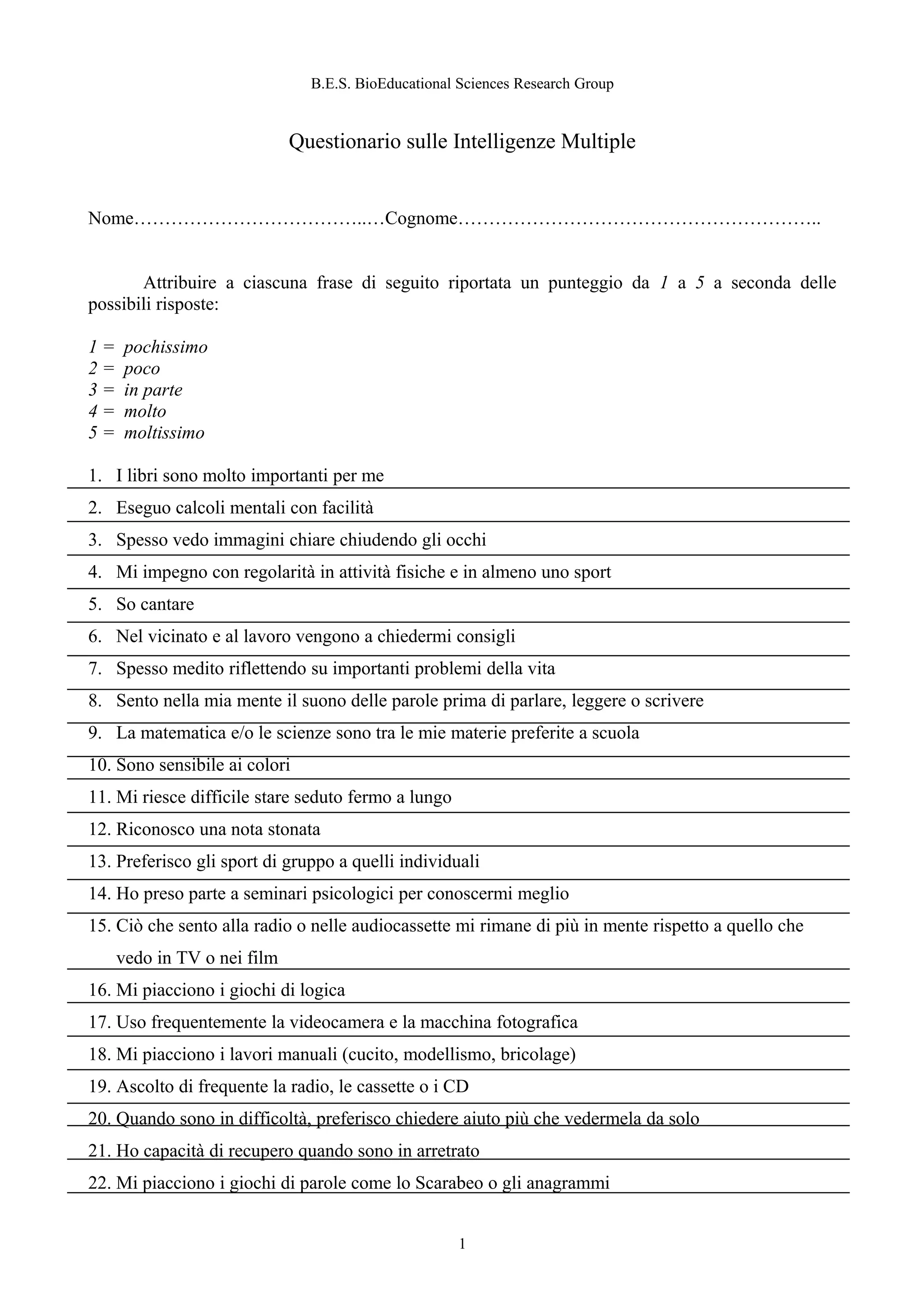 Questionario i1-m | DOC
