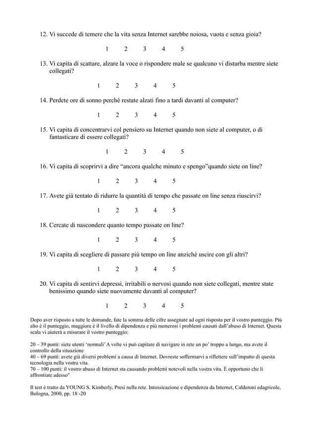 Questionario per adulti | PDF