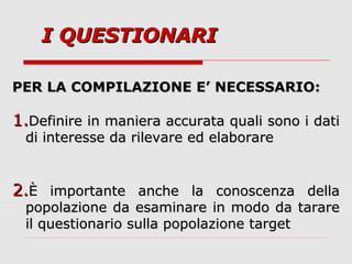 Questionari, tabelle grafici, diagrammi | PPT