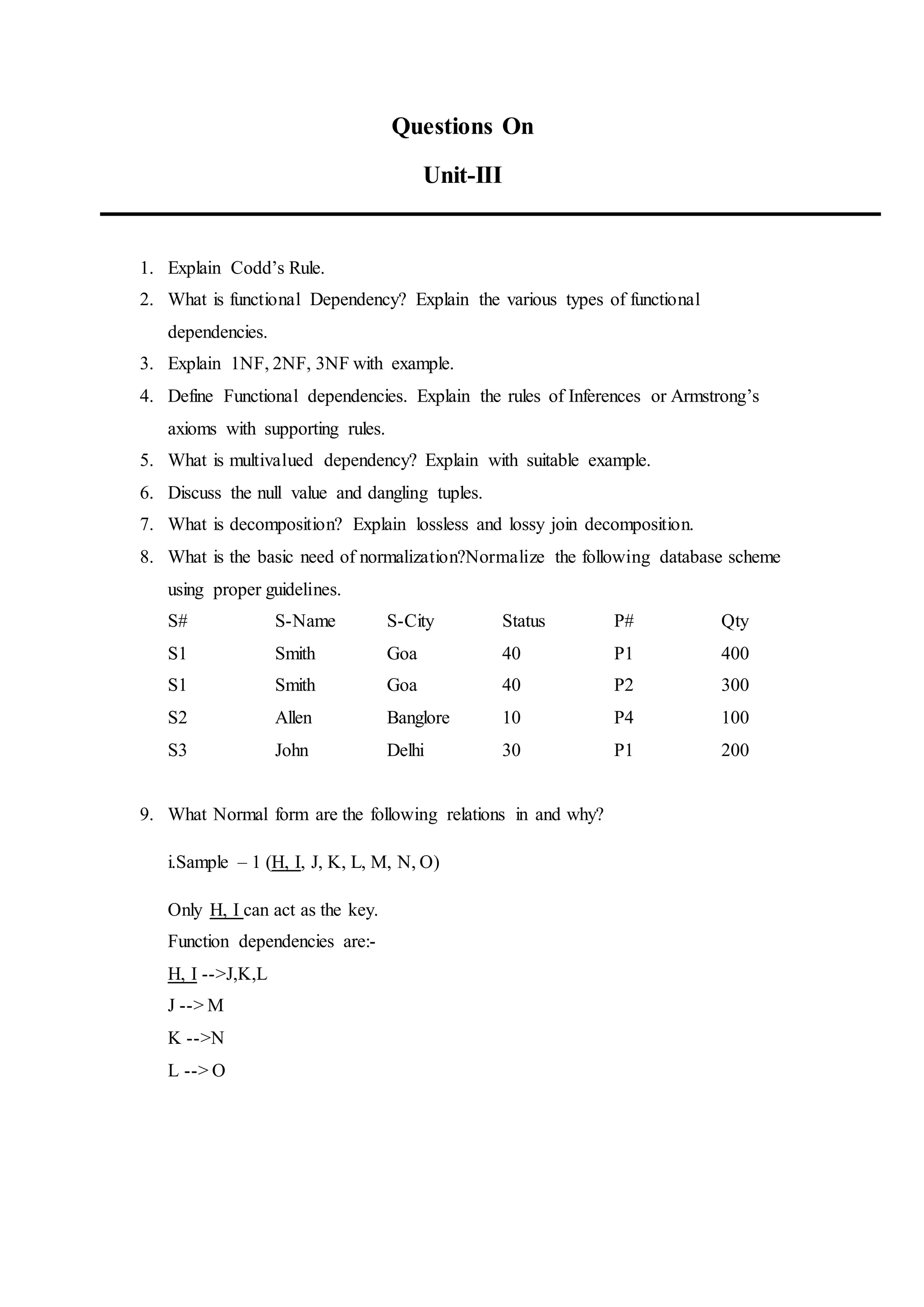DBMS Question bank | DOCX