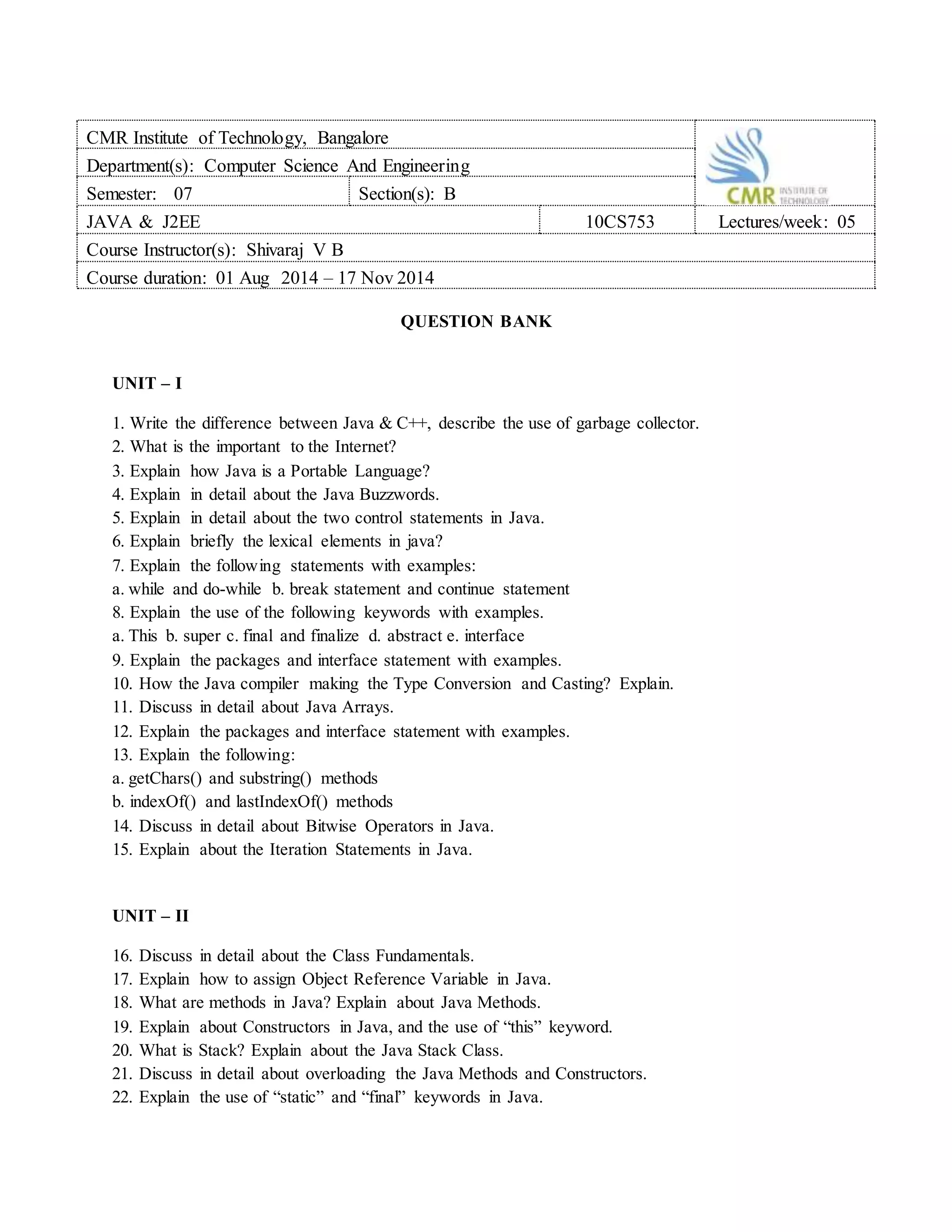 Question bank | DOCX