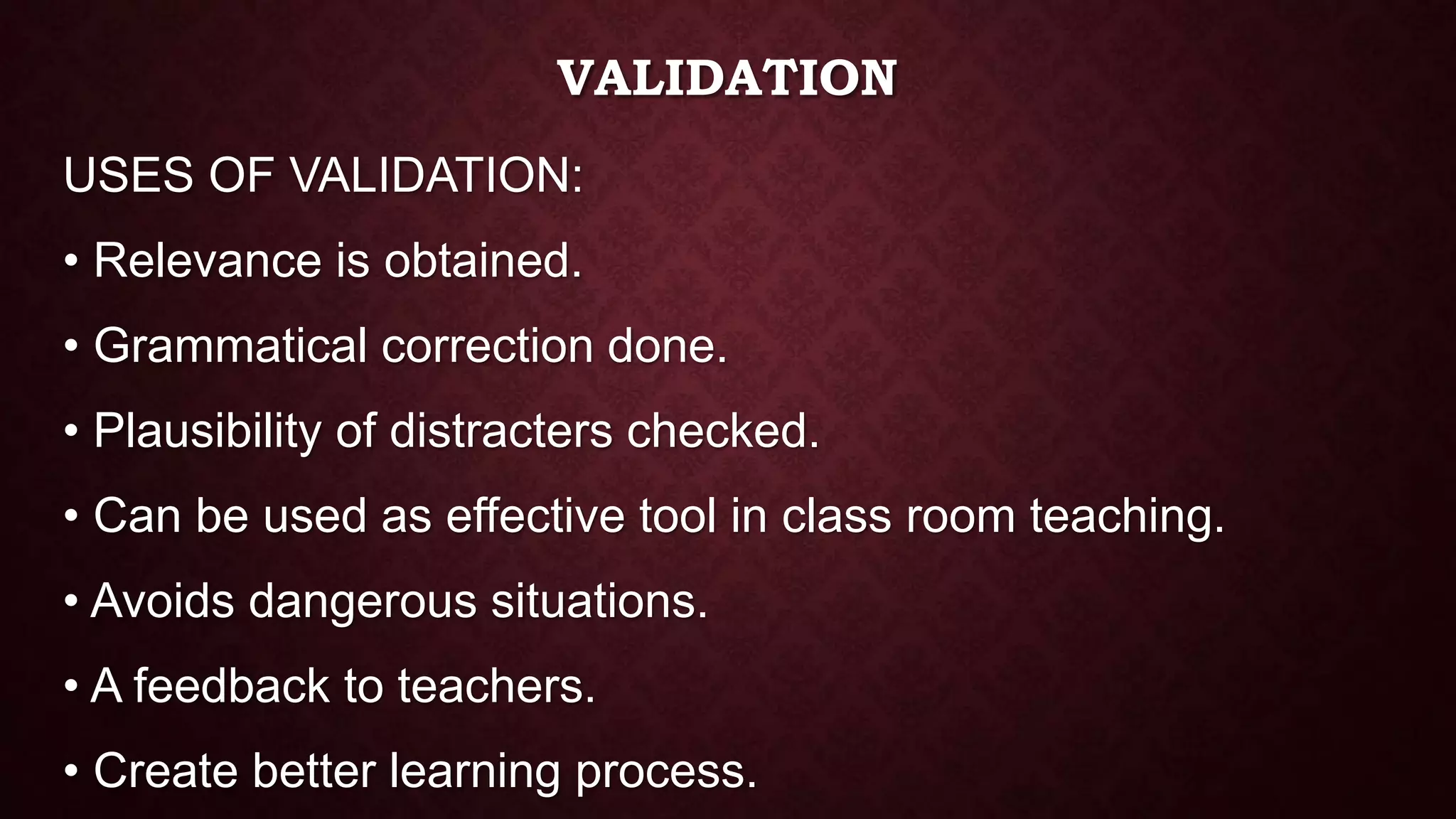 QUESTION BANK PREPARATION, VALIDATION, MODERATION BY PANEL, UTILIZATION ...