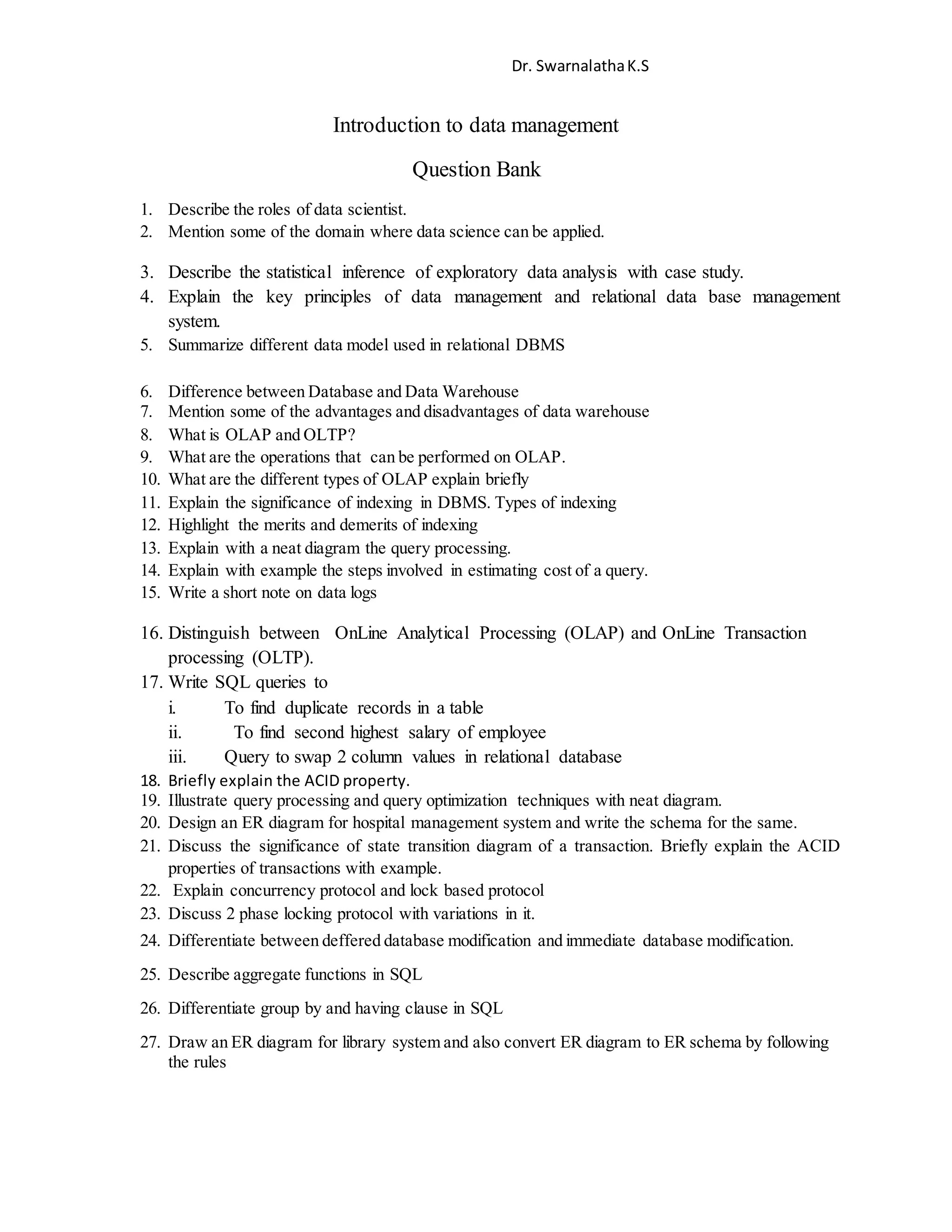 Question bank data management | PDF