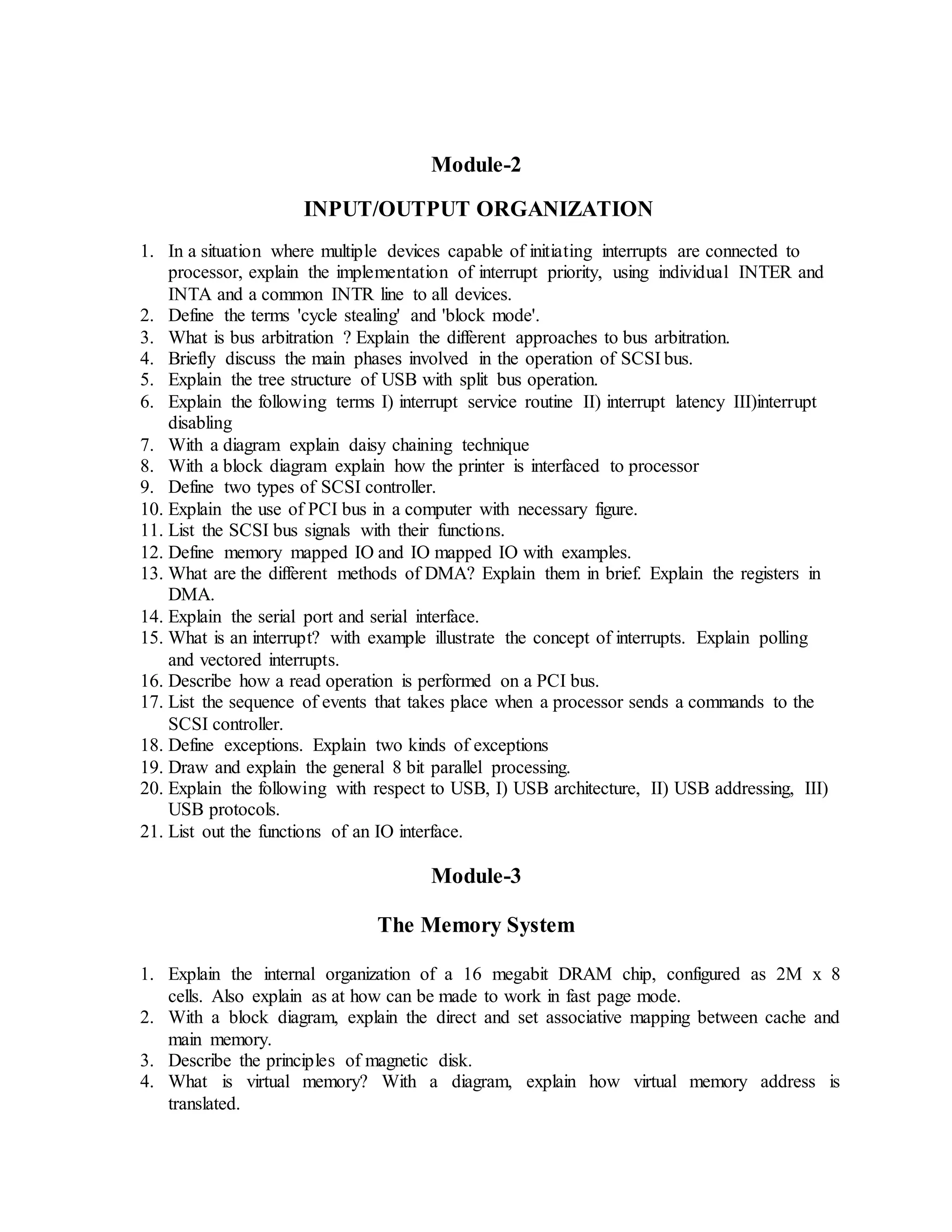 Question bank 15cs34 co | DOC | Programming Languages | Computing