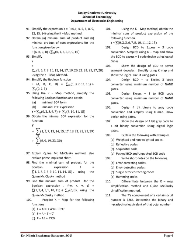 Question bank digital electronics | PDF