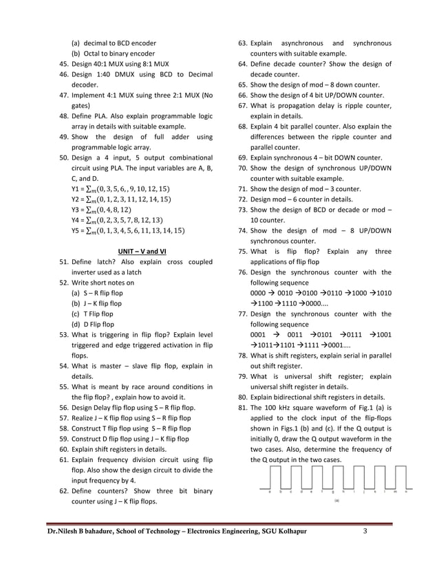 Question bank digital electronics | PDF