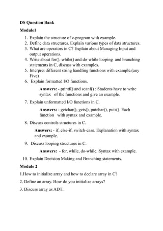 Question Bank DS | PDF