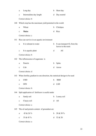Question bank for Agriculture | PDF
