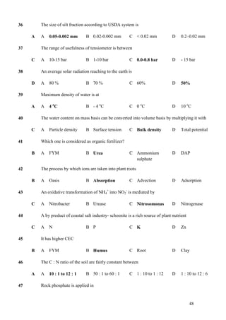 Question bank for Agriculture | PDF