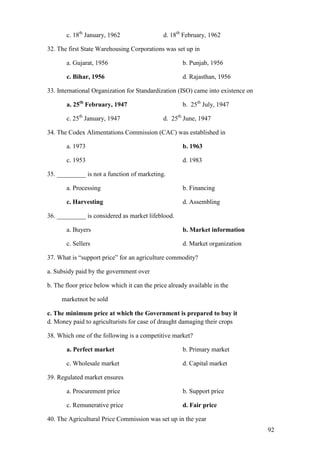 Question bank for Agriculture | PDF