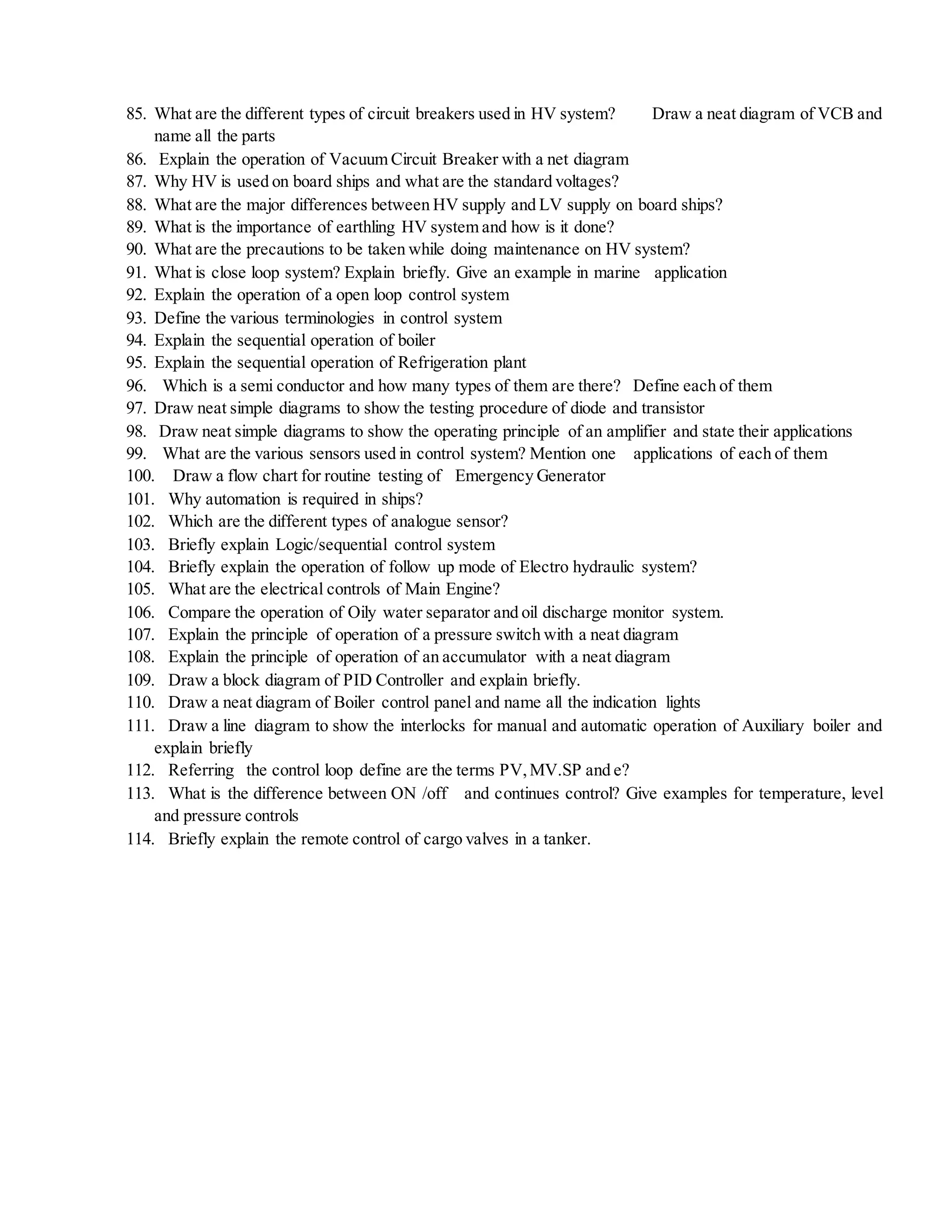 Graduate marine engineering(GME)important questions | DOCX