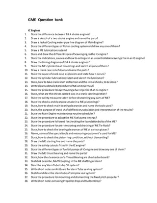 Graduate marine engineering(GME)important questions | DOCX