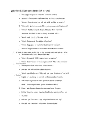 Graduate marine engineering(GME)important questions | DOCX