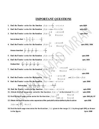Important Questions of fourier series with theoretical study Engg ...