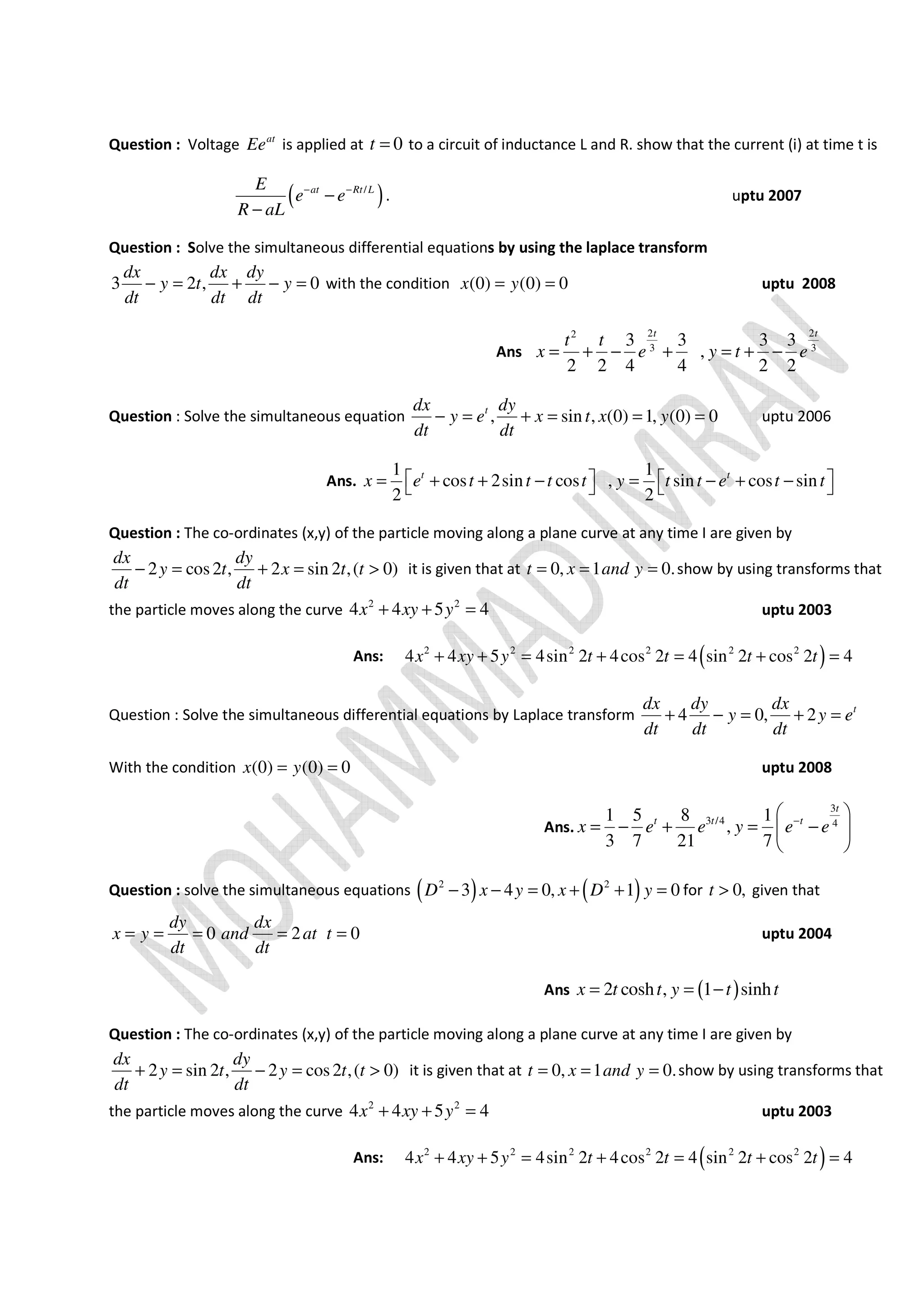 Question bank Engineering Mathematics- ii | PDF