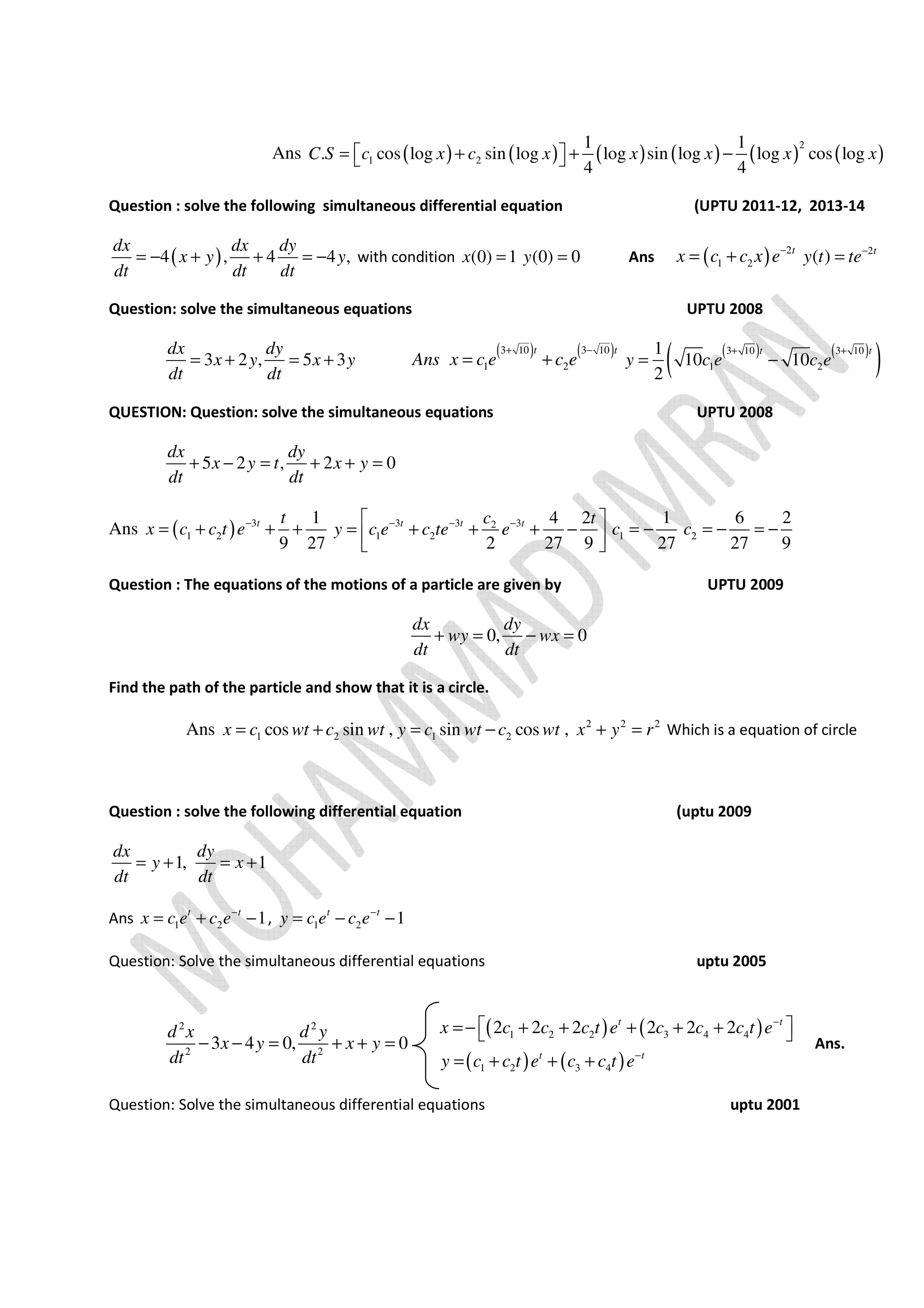 Question bank Engineering Mathematics- ii | PDF