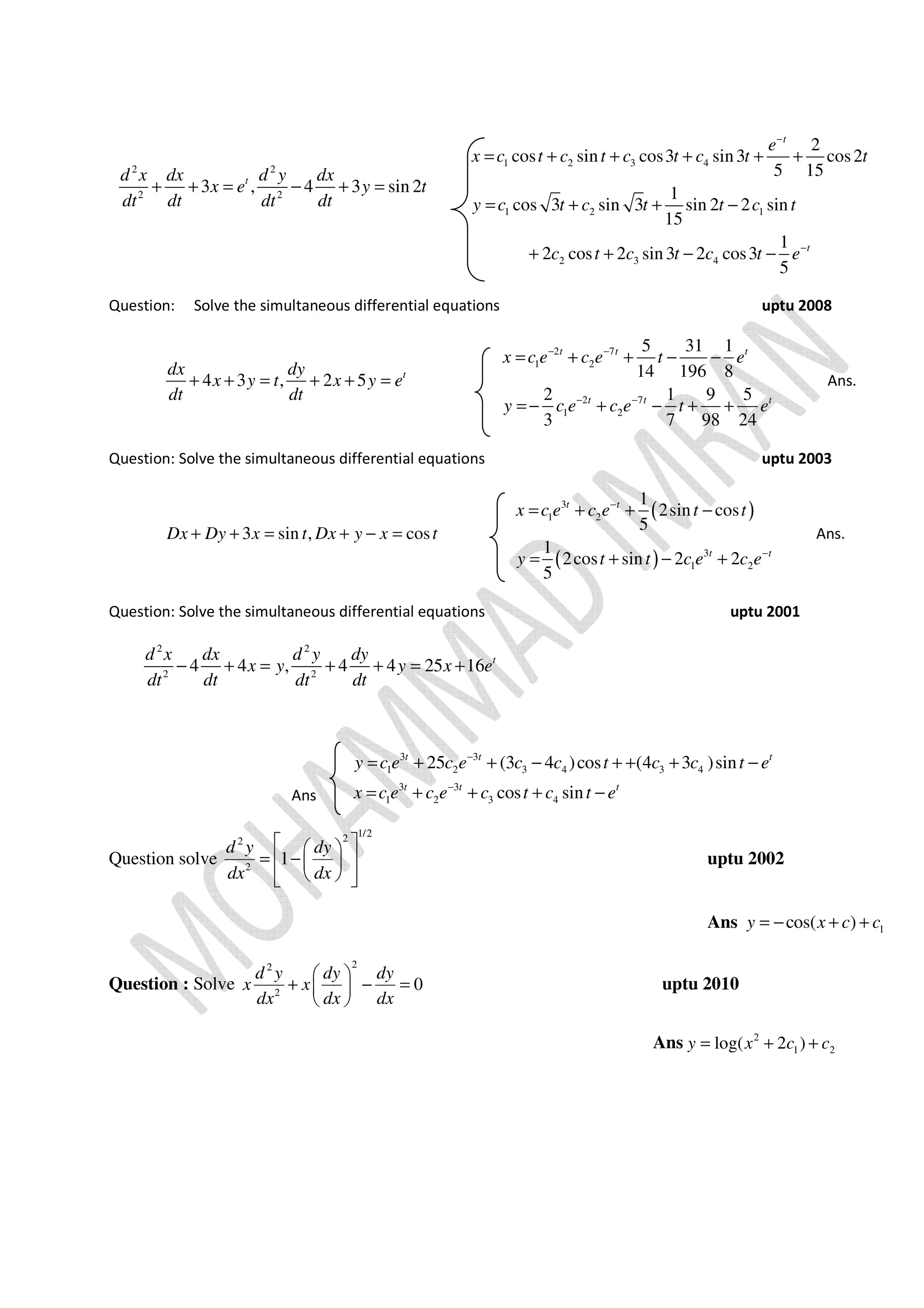 Question bank Engineering Mathematics- ii | PDF