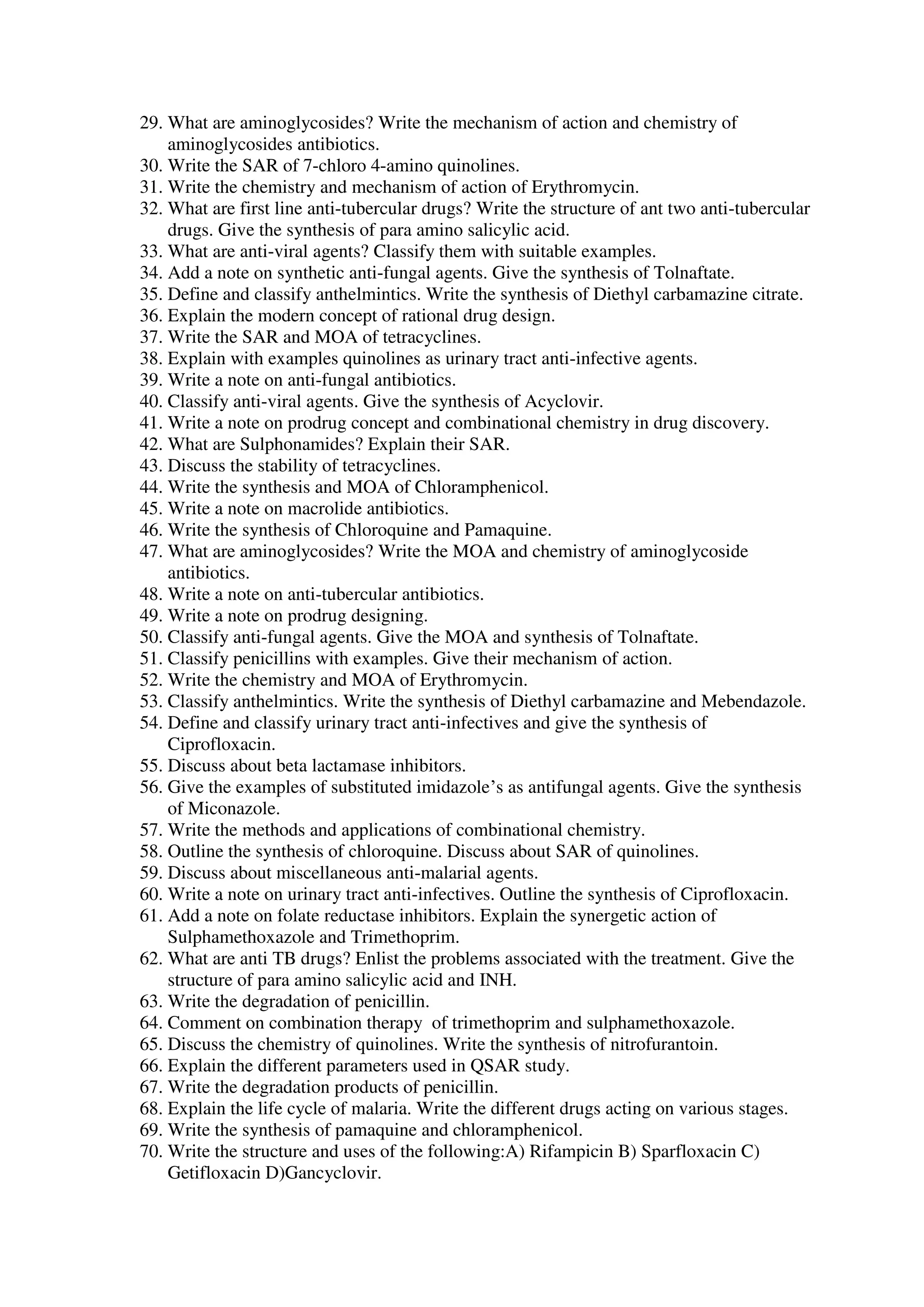 QUESTION BANK OF MEDICINAL CHEMISTRY 3 OF 6TH SEMESTER 3RD YEAR B ...